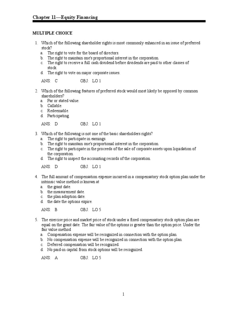 Equity Test Banks | PDF | Stocks | Retained Earnings