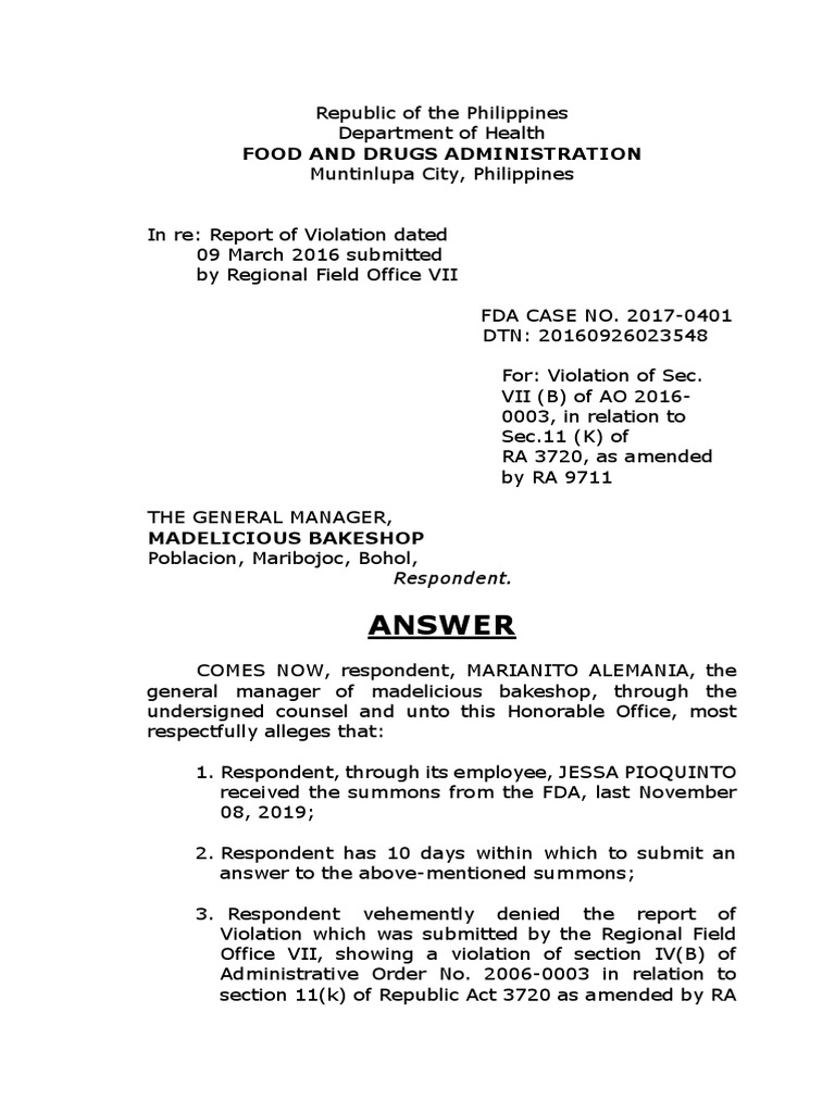 Answer Fda | PDF | Common Law | Government