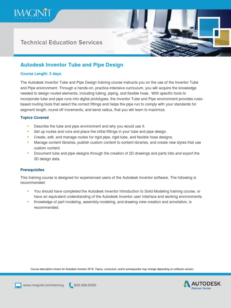 Autodesk Inventor Tube and Pipe Design: A Hands-On 2-Day Course to ...