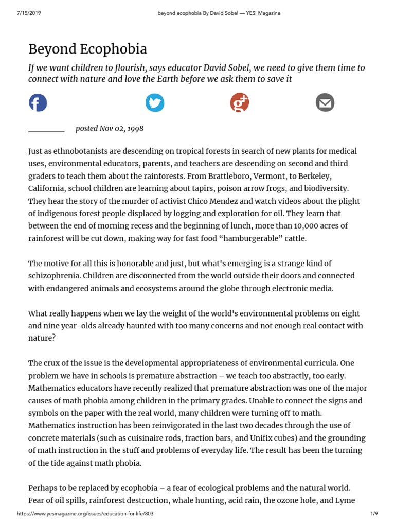 Ecophobia | PDF | Childhood | Empathy