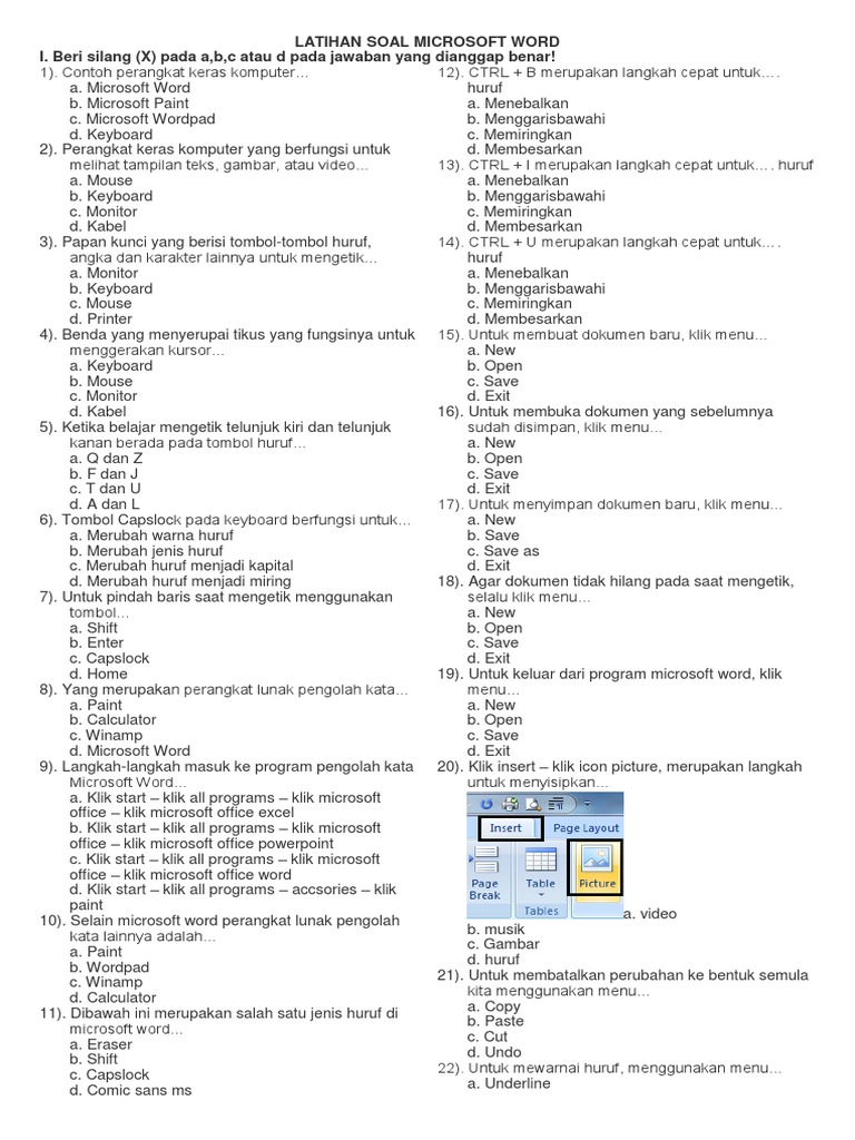 Latihan Soal Microsoft Word Kelas 7 | PDF | Metode & Bahan Ajar | Seni