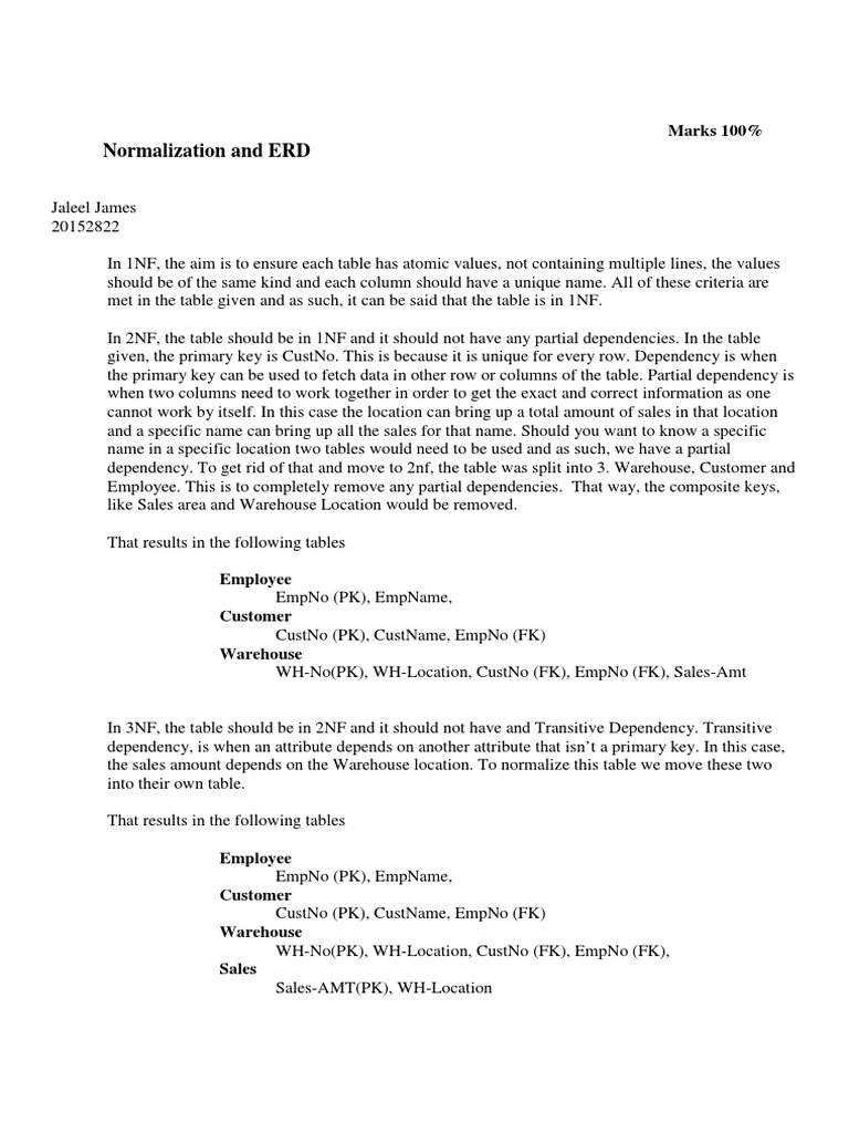 Normalization Process in ERD Design | PDF | Information Technology ...