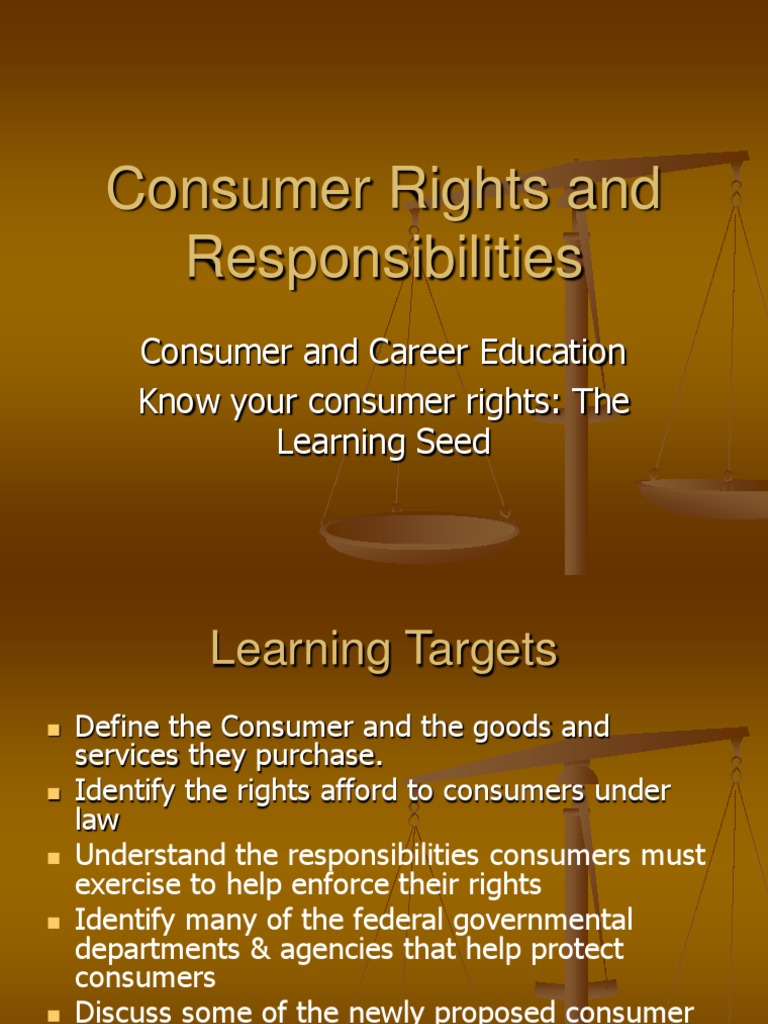 Consumer Rights and Responsibilities | PDF