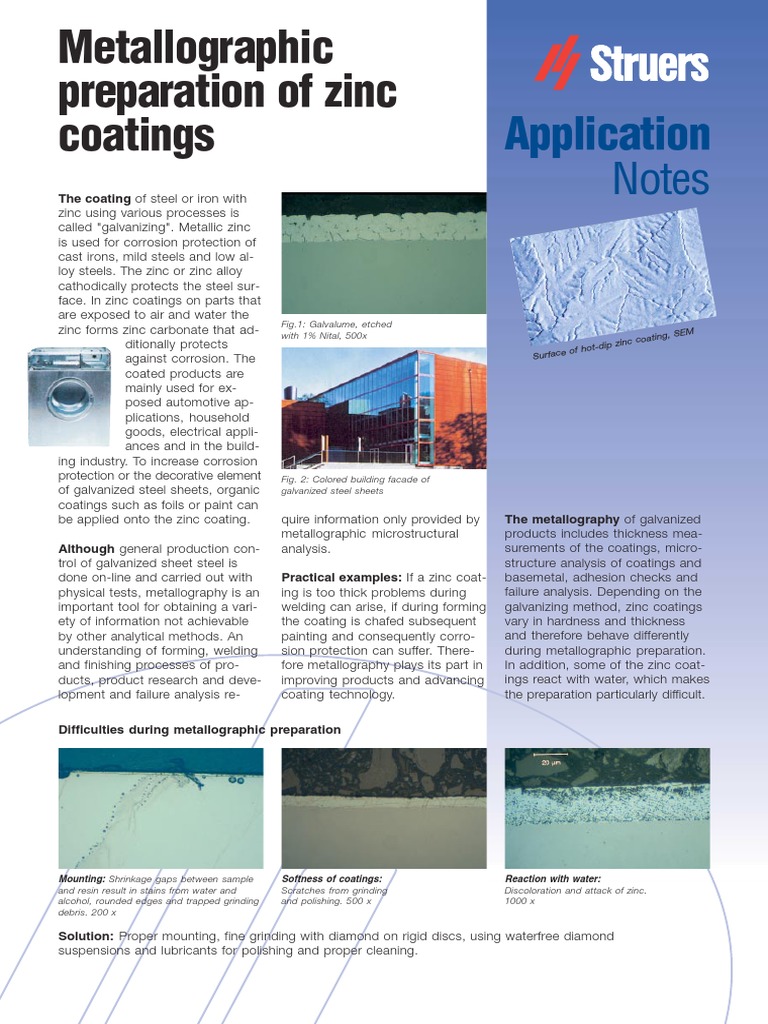 Application Notes Zinc PDF | PDF | Sheet Metal | Zinc