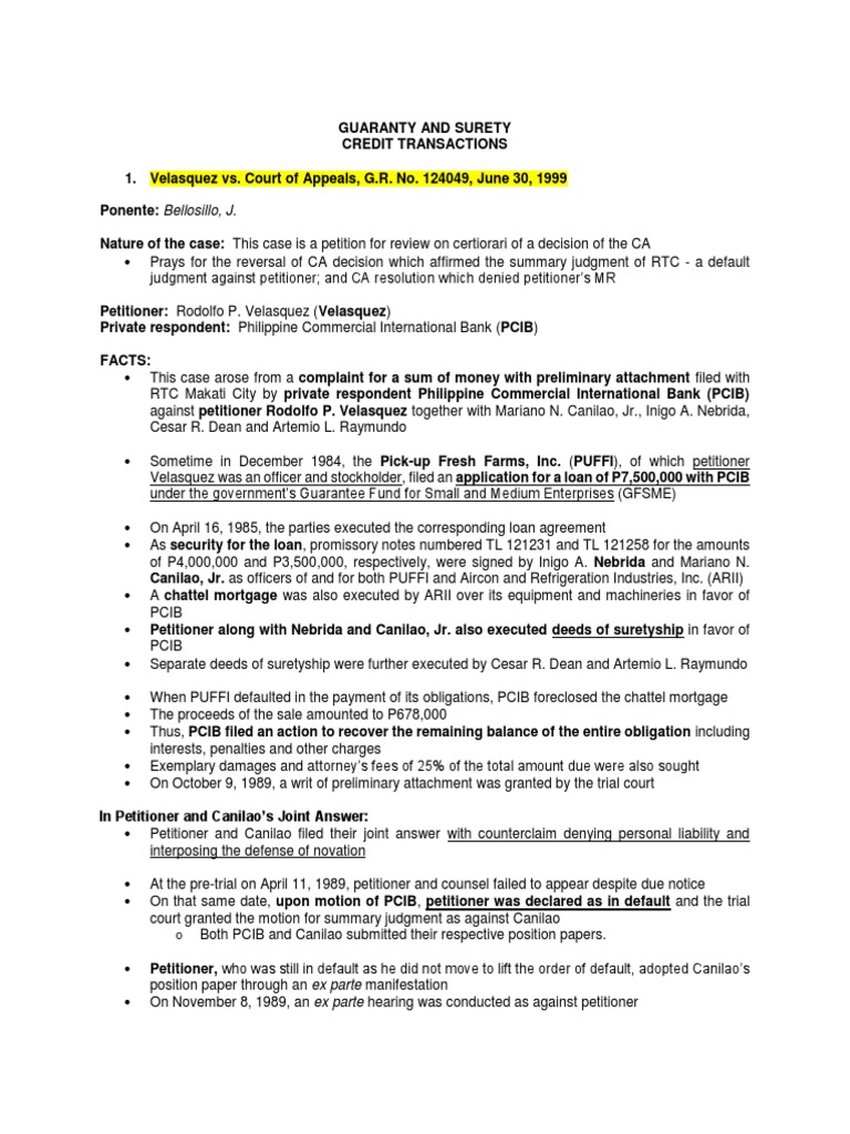 Guaranty and Surety Case Digests | PDF | Guarantee | Common Law