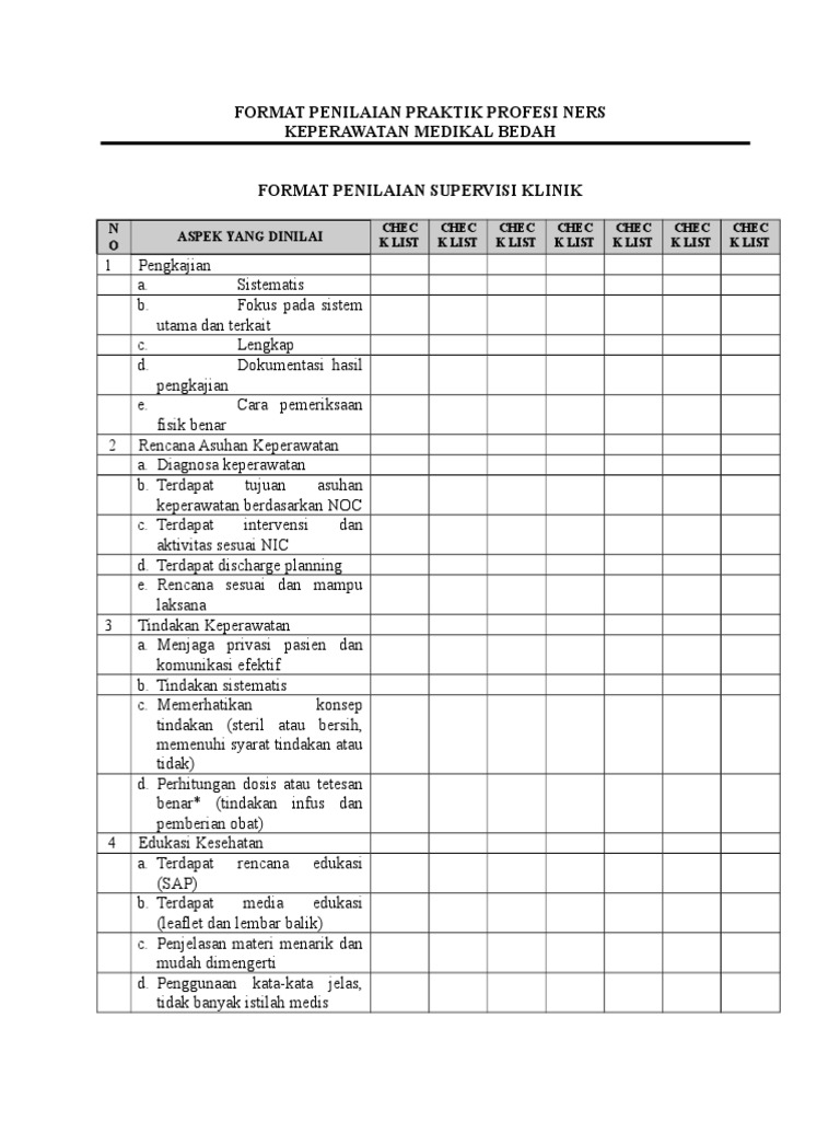 Format Penilaian Supervisi Klinik | PDF