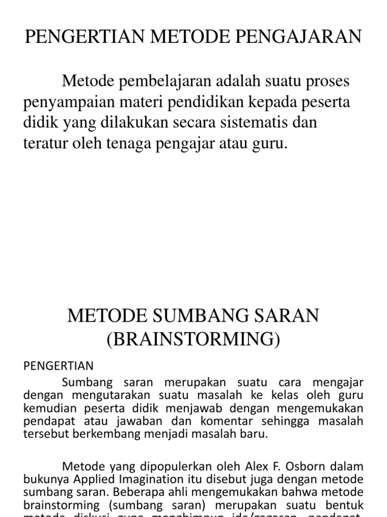 Metode Sumbang Saran (Brainstorming) | PDF