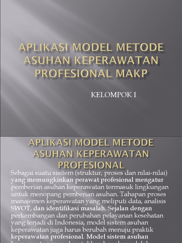 Aplikasi Model Metode Asuhan Keperawatan Profesional Makp | PDF