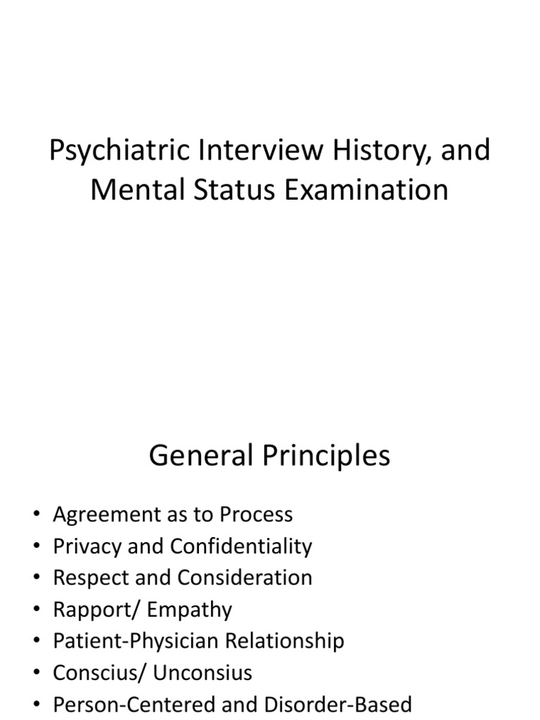 Psychiatric Interview History, and Mental Status Examination | PDF