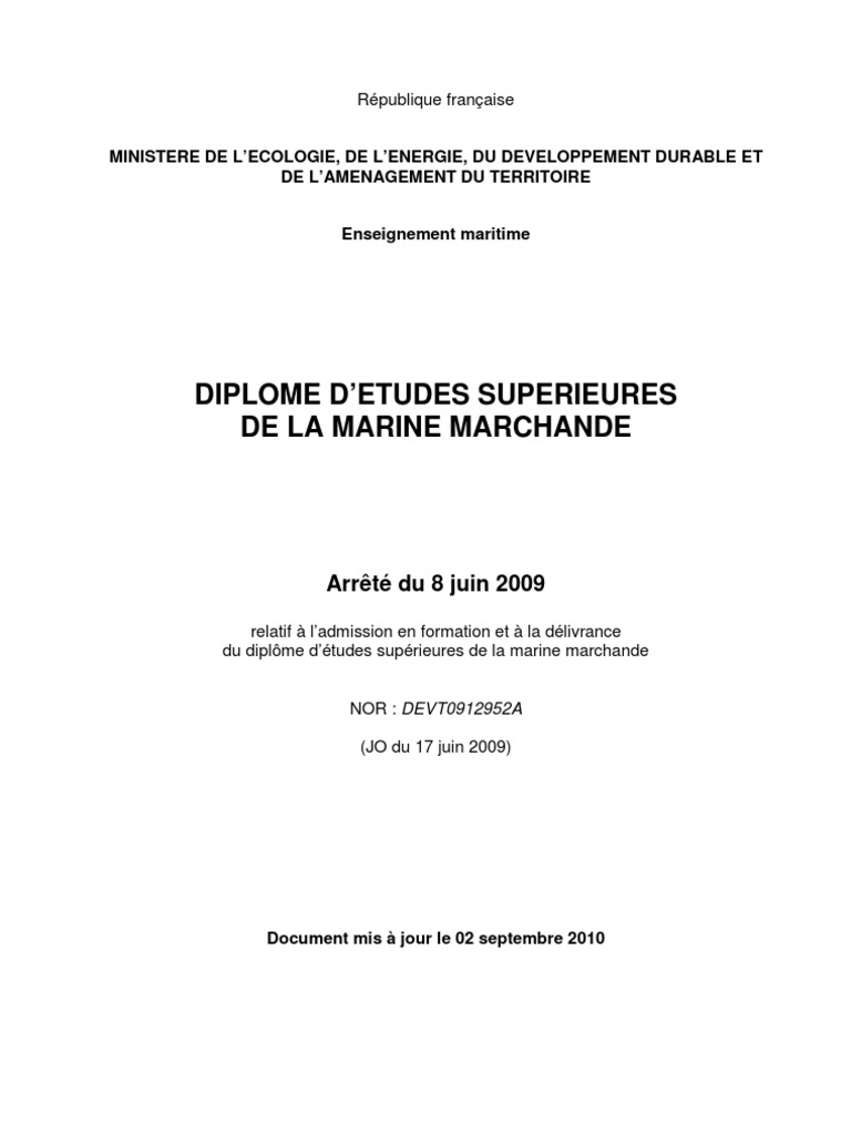 Diplôme d'Études Supérieures Marine Marchande | PDF | Turbine à gaz ...