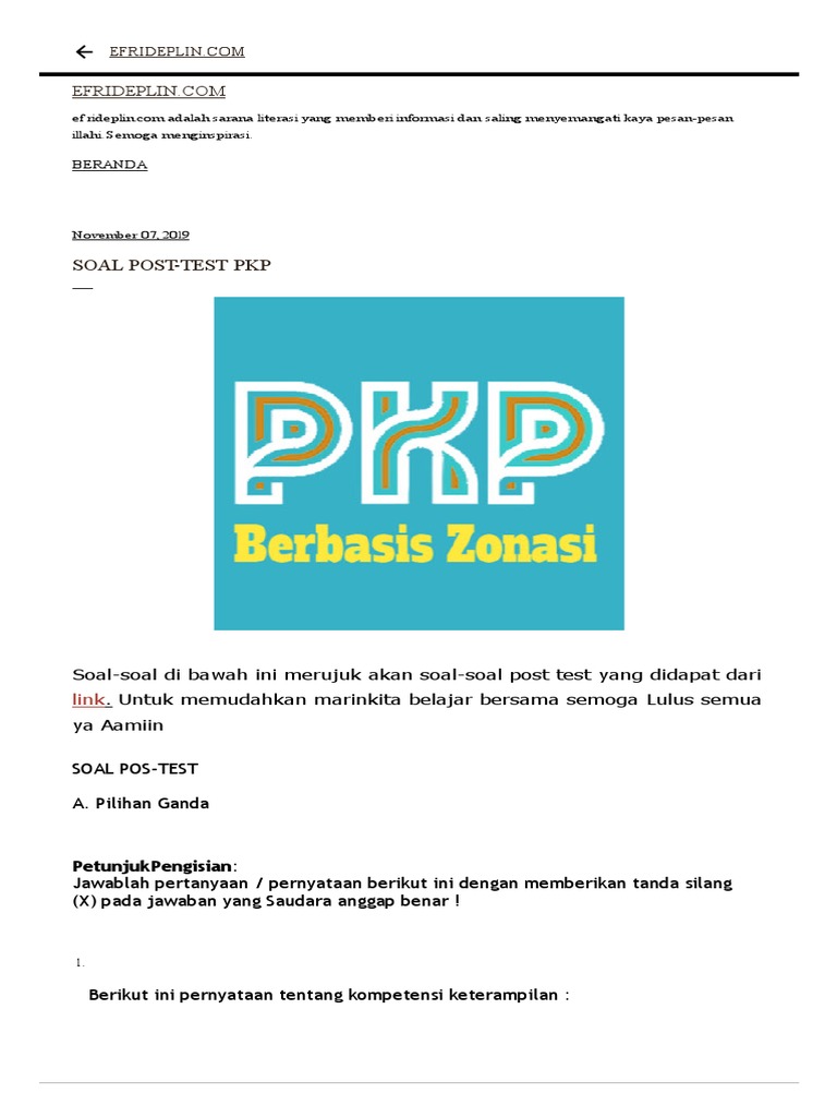 Soal Post-Test PKP | PDF