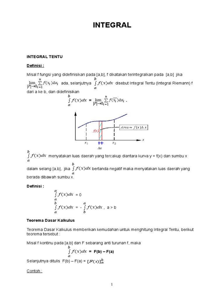Integral Tentu: Definisi dan Teorema | PDF