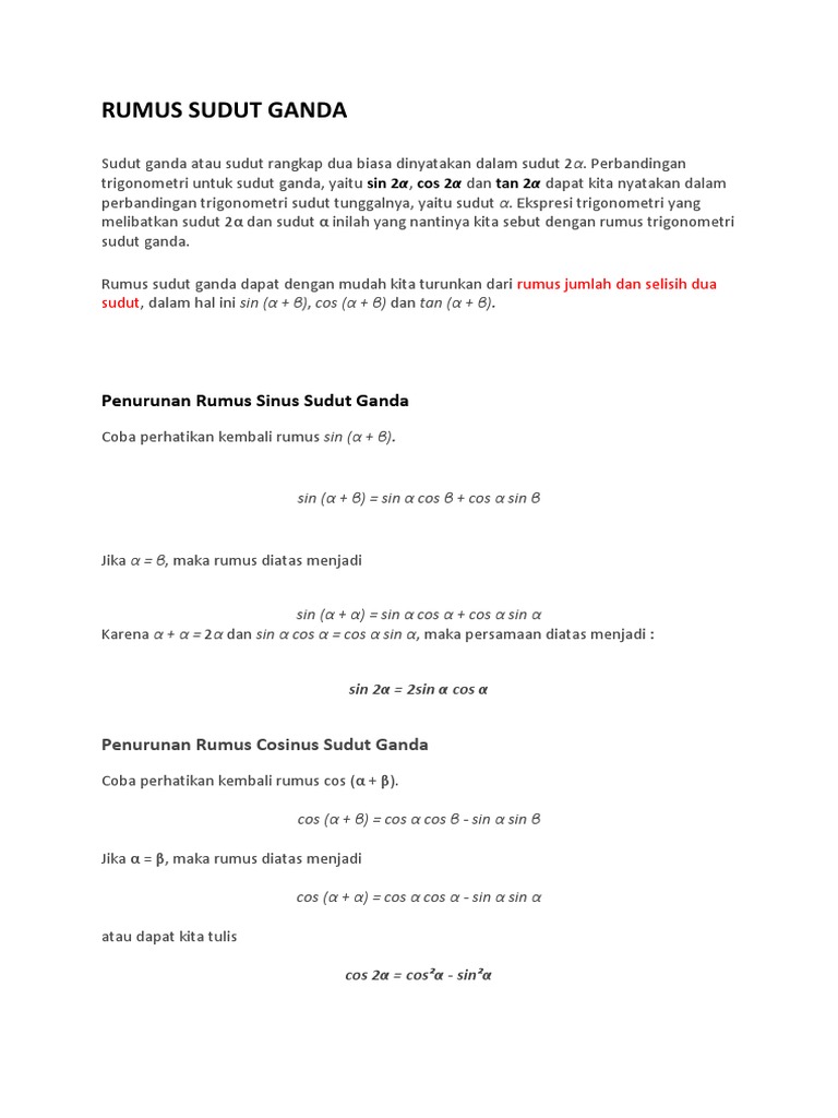 Rumus Sudut Ganda | PDF | Metode & Bahan Ajar