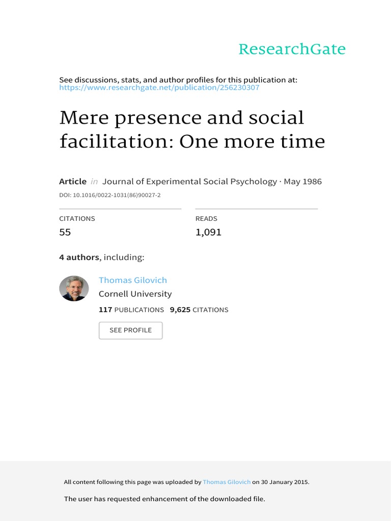 Mere Presence and Social Facilitation | PDF