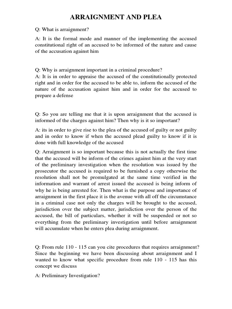 Arraignment and Plea Transcript | PDF | Plea | Arraignment