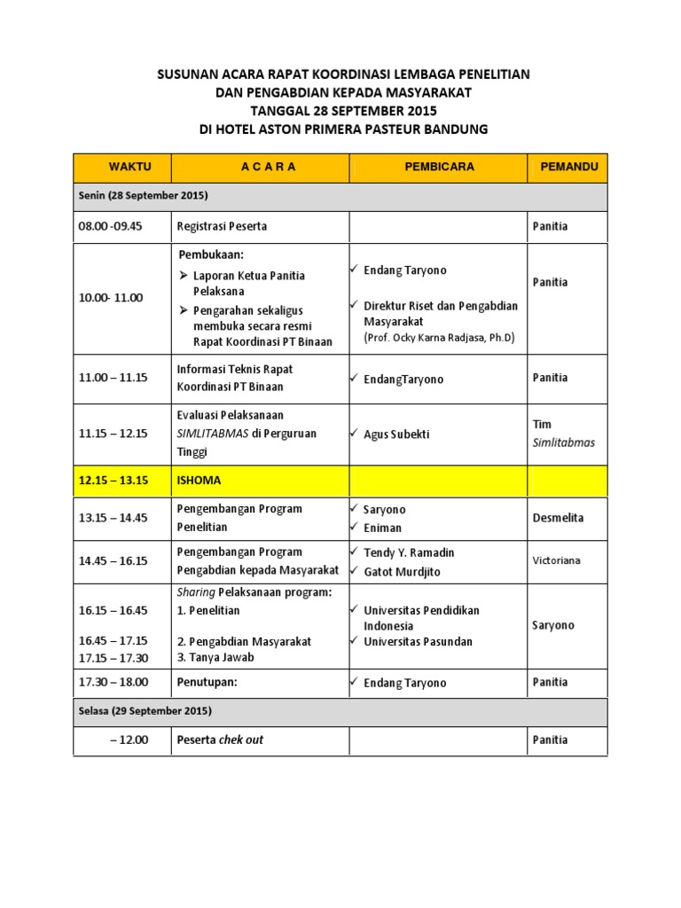 Susunan Acara Rakor PDF | PDF