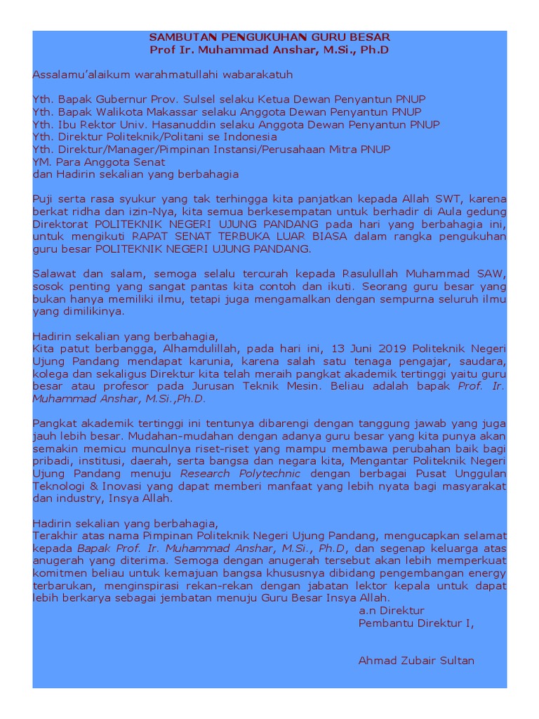 Pidato Pengukuhan Guru Besar | PDF