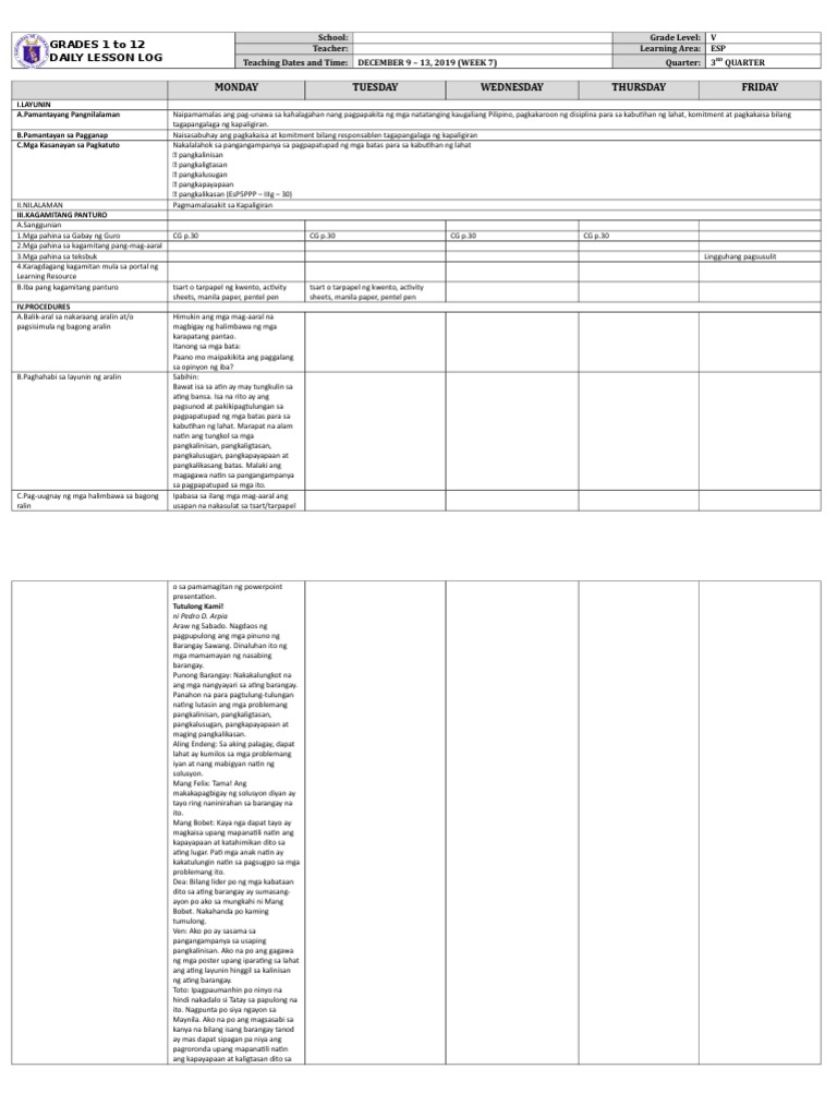 DLL - Esp 5 - Q3 - W7 | PDF