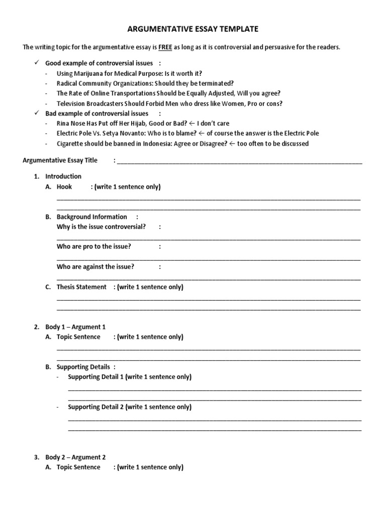 Argumentative Essay Template | PDF | Essays