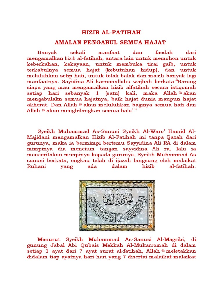 Hizib Al-Fatihah | PDF