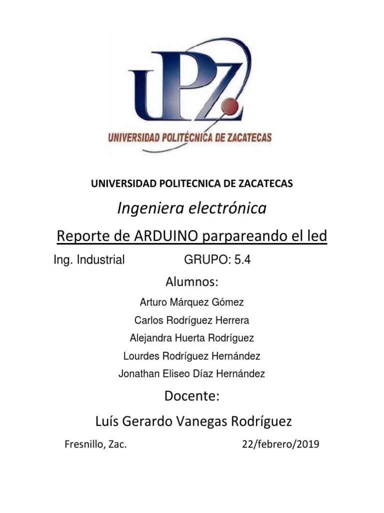 Reporte Arduino Parpadeo de Led | PDF