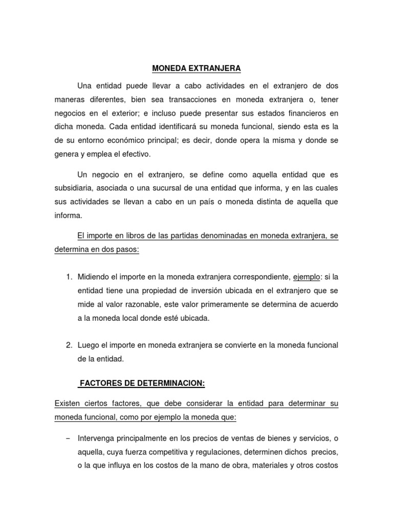 MONEDA EXTRANJERA Contabilidad | PDF | Tipo de cambio | Monedas