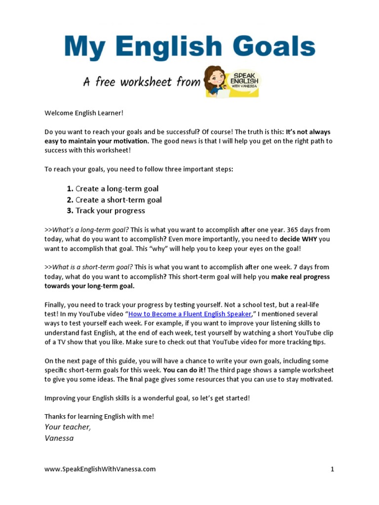 Setting English Learning Goals | PDF | Goal | Semiotics