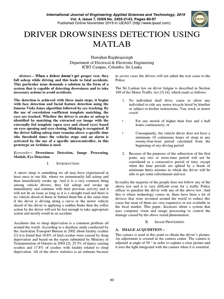 Driver Drowsiness Detection Using Matlab | PDF | Discrete Fourier Transform | Eye