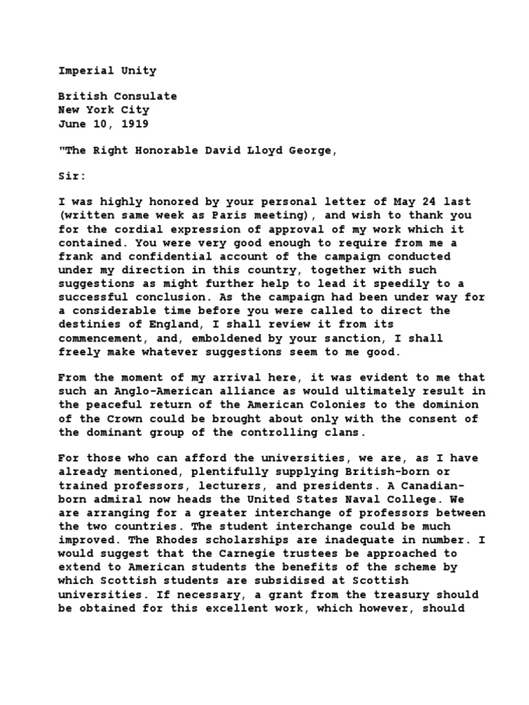 Edward Manell House Letter To Lloyd George 1819 | PDF | British Empire ...