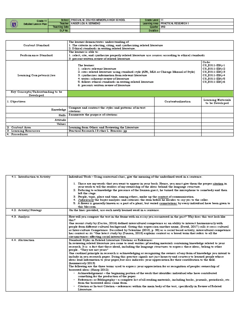 Standard Style in RRL | PDF | Citation | Communication