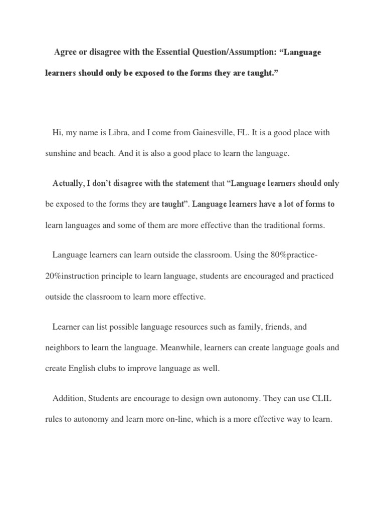 Language Learners Should Only Be Exposed To The Forms They Are Taught ...