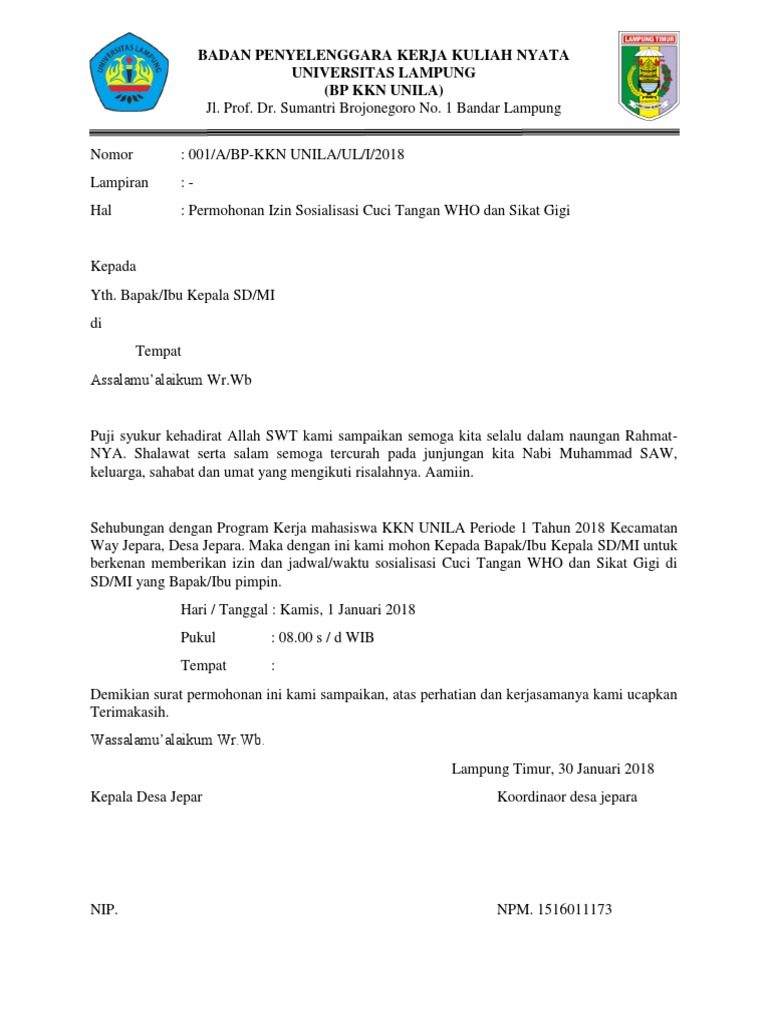 Surat Permohonan Sosialisasi | PDF