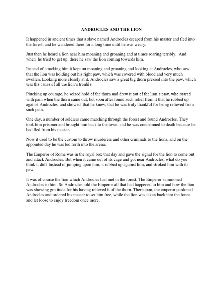 Androcles and The Lion | PDF