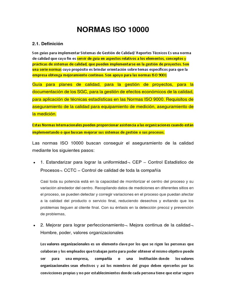 Normas ISO 10000: Guía de Calidad | PDF | Producto (Negocio) | Calidad ...