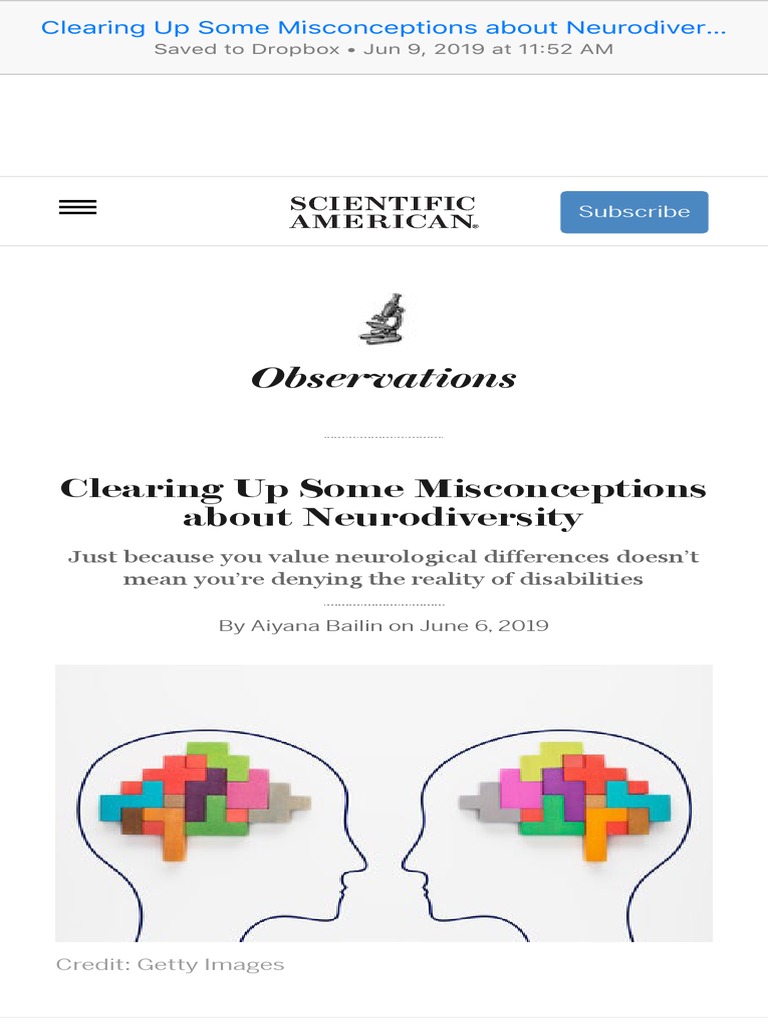 Neurodiversity Misconceptions | PDF | Autism | Disability
