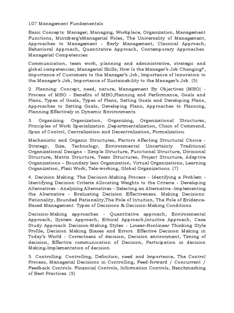 107 Management Fundamentals | PDF | Organizational Structure | Decision ...