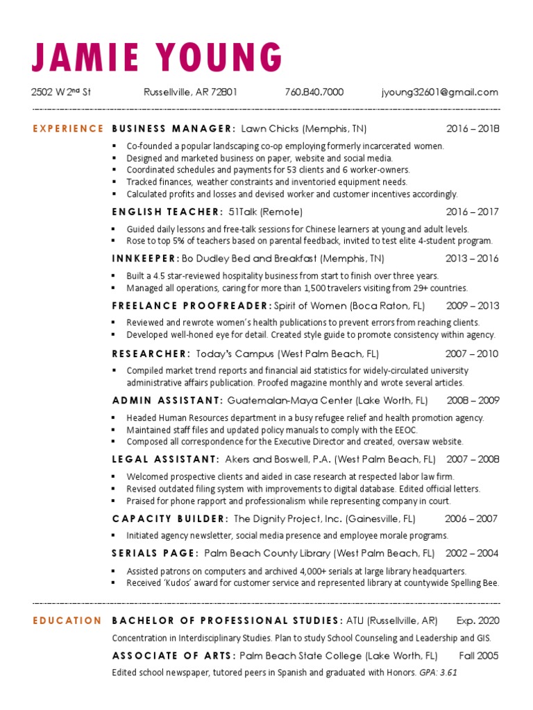 Jamie Young Resume March 2019 | PDF | Business