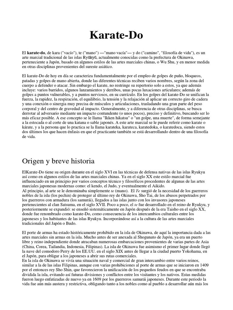 Introducción al Karate-Do y su Filosofía | PDF | Kárate | Kata