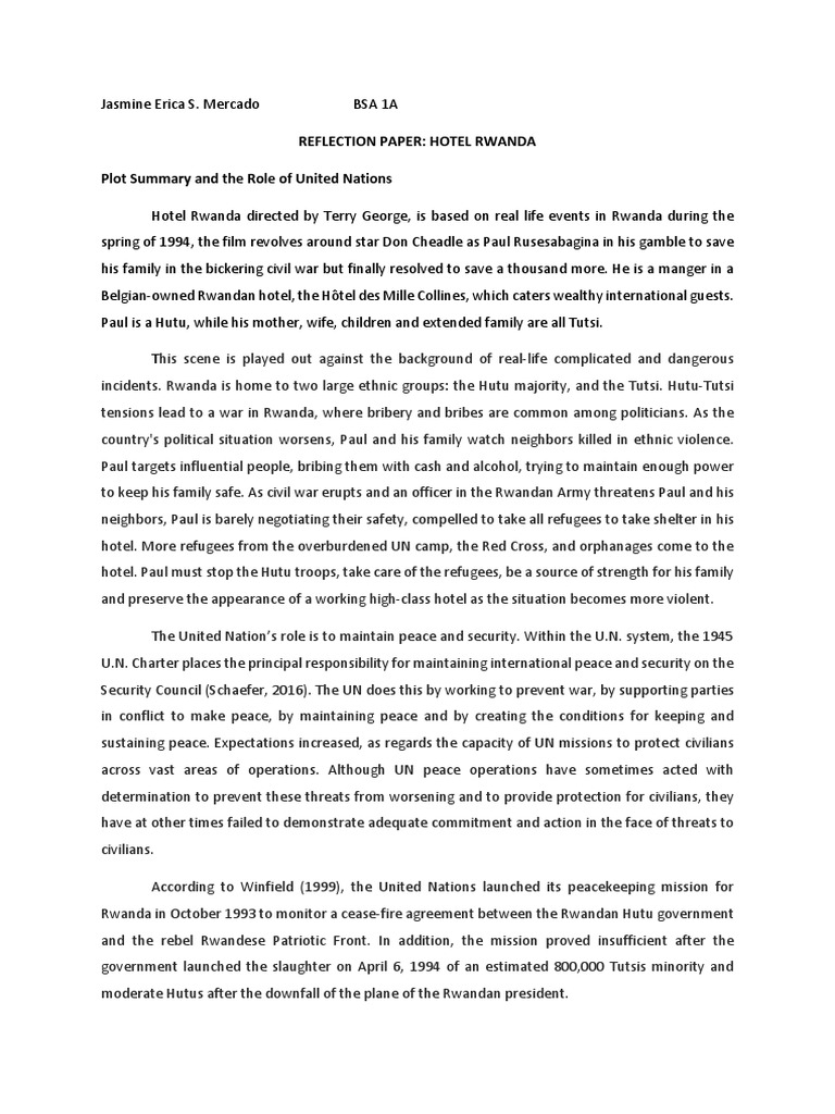 Hotel Rwanda Movie Reflection | PDF | Hutu | Rwanda