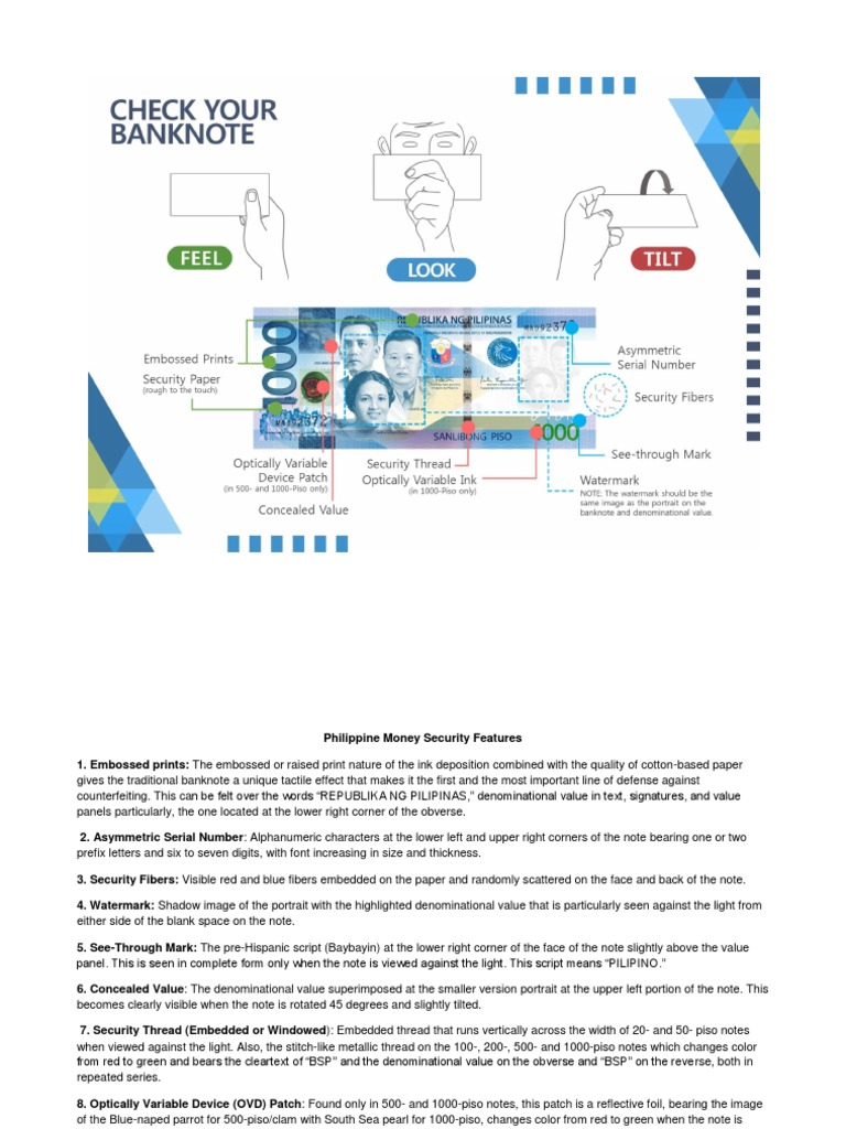 Philippine Money Security Features | PDF