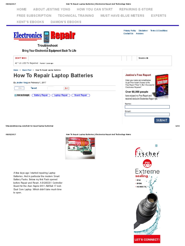 How to Repair Laptop Batteries Guide | PDF | Fuse (Electrical ...