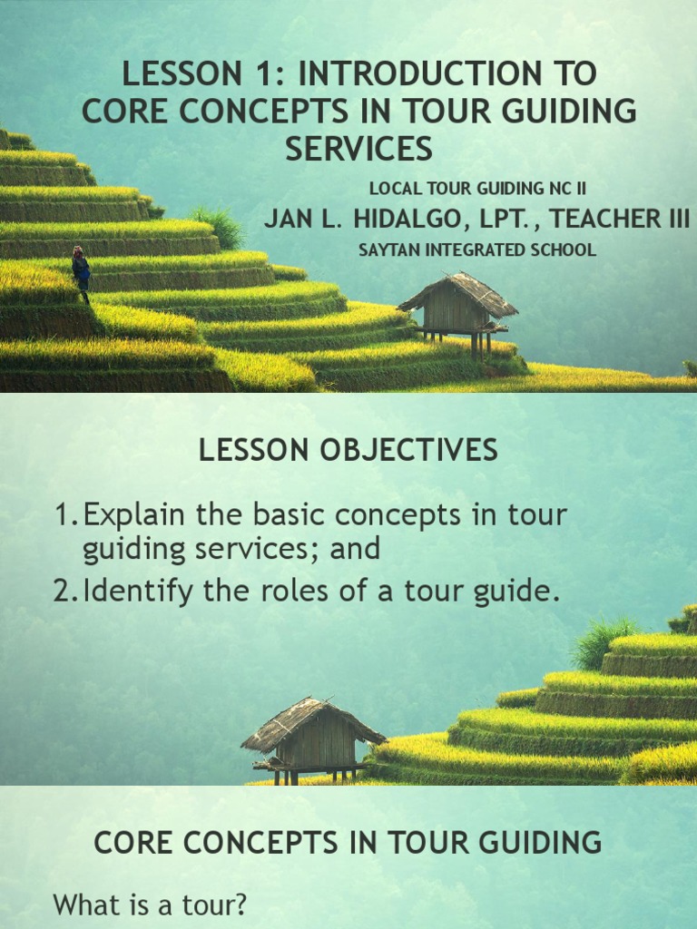Lesson 1 Introduction To Core Concepts in Tour Guiding Services | PDF ...