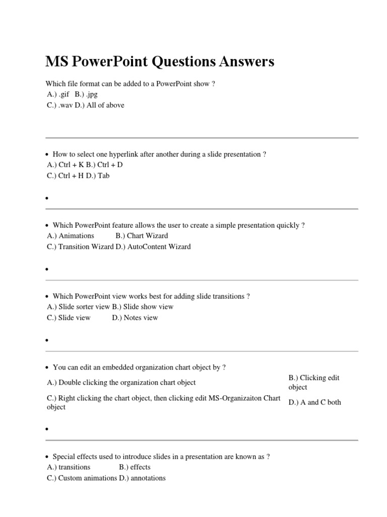 MS Powerpoint Questions Answers | PDF | Input/Output | Computer Hardware