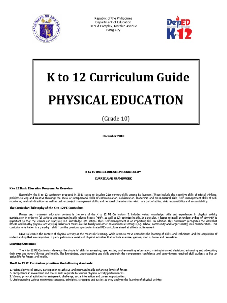 PE Curriculum Guide | PDF | Physical Education | Physical Fitness