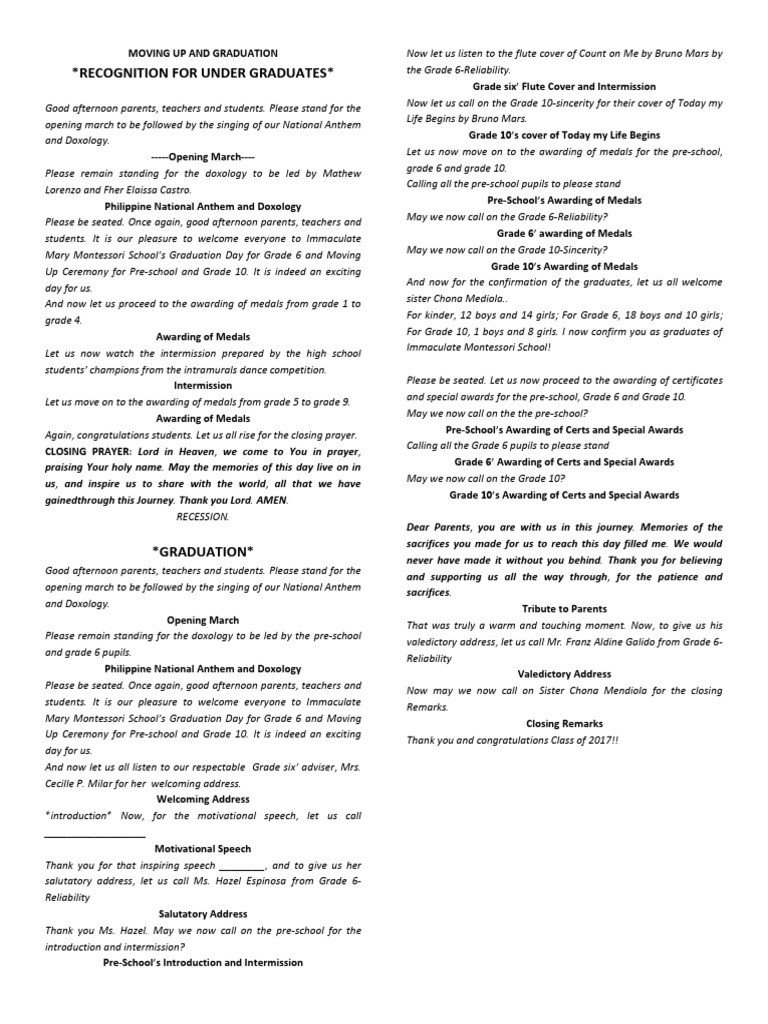 Moving Up and Graduation | PDF