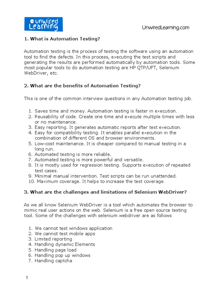 Selenium Webdriver Interview Question PDF | PDF | Selenium (Software) | Ajax (Programming)