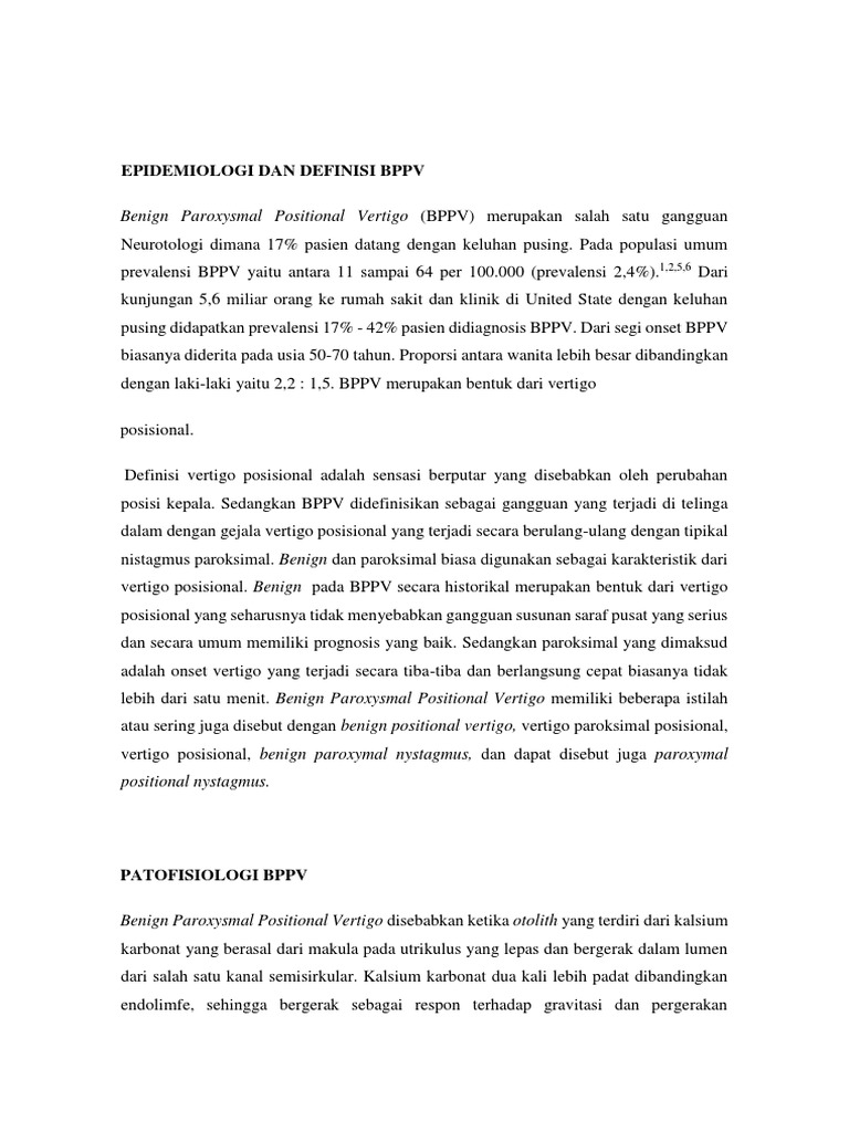 Definisi dan Epidemiologi BPPV | PDF