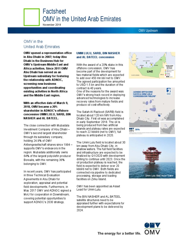 UAE OMV Upstream | PDF | Natural Gas | Energy Industry