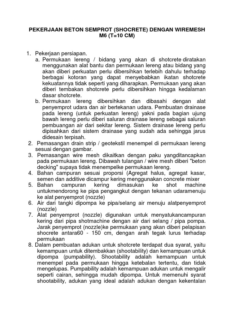 Pekerjaan Shotcrete dengan Wiremesh | PDF | Griya & Taman | Teknologi ...