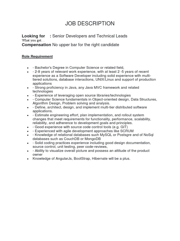 Sr Full Stack Developer Pdf